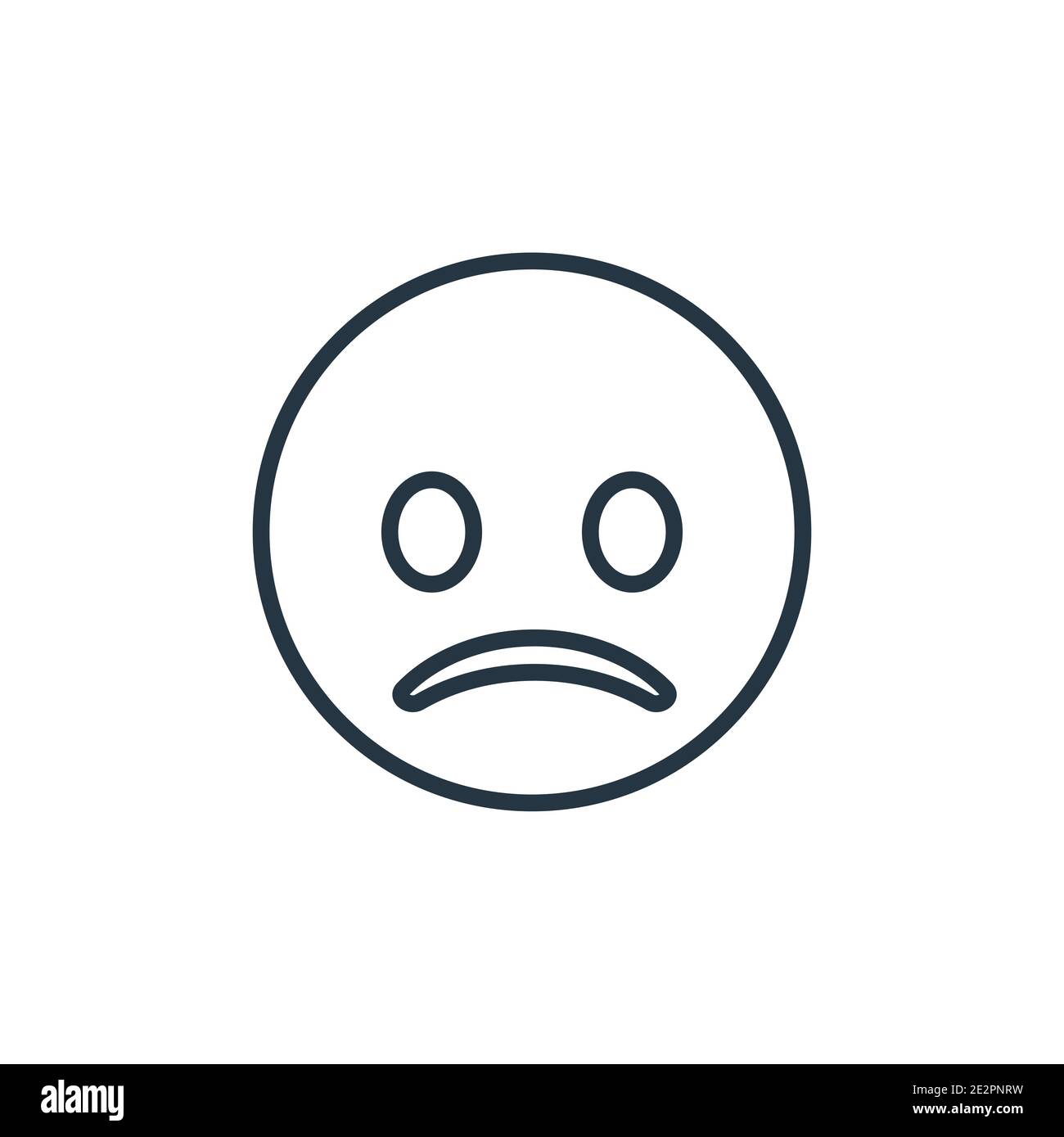 Slightly frowning emoji outline vector icon. Thin line black slightly ...