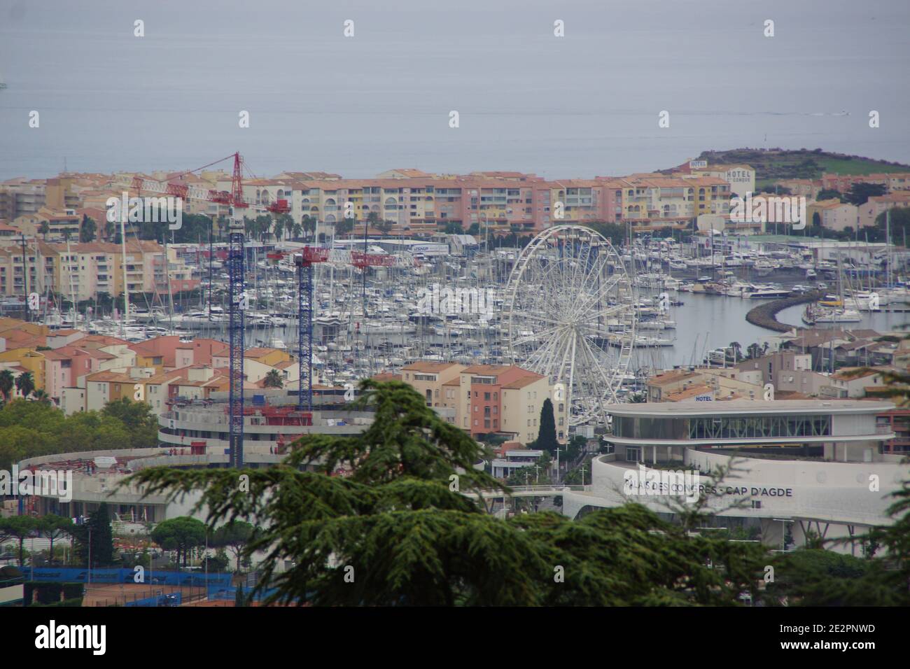 Beautiful scenery of a port with living houses and trees Stock Photo ...
