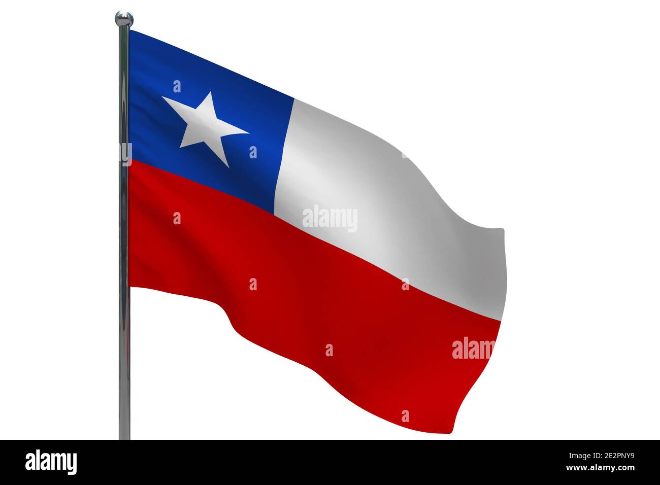 Chile flag on pole. Metal flagpole. National flag of Chile 3D ...