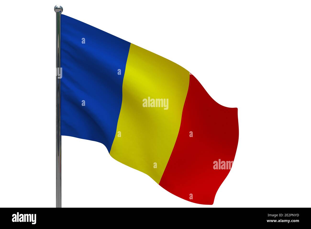 Chad flag on pole. Metal flagpole. National flag of Chad 3D ...