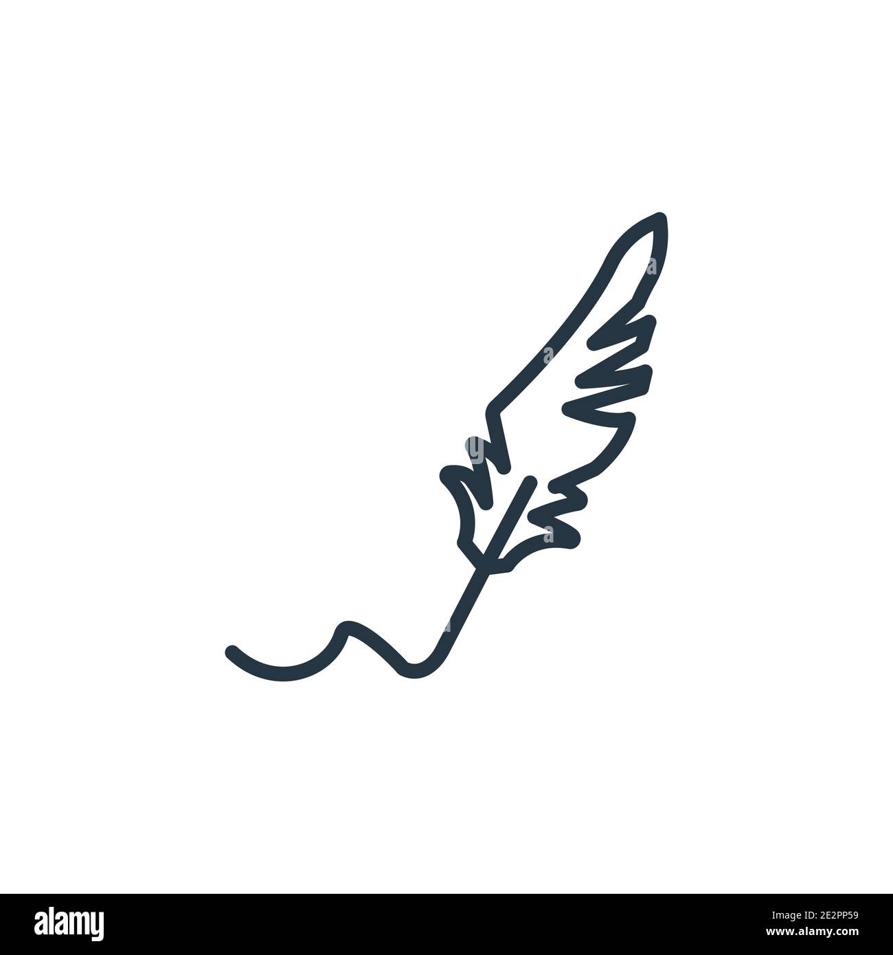 Quill outline vector icon. Thin line black quill icon, flat vector ...