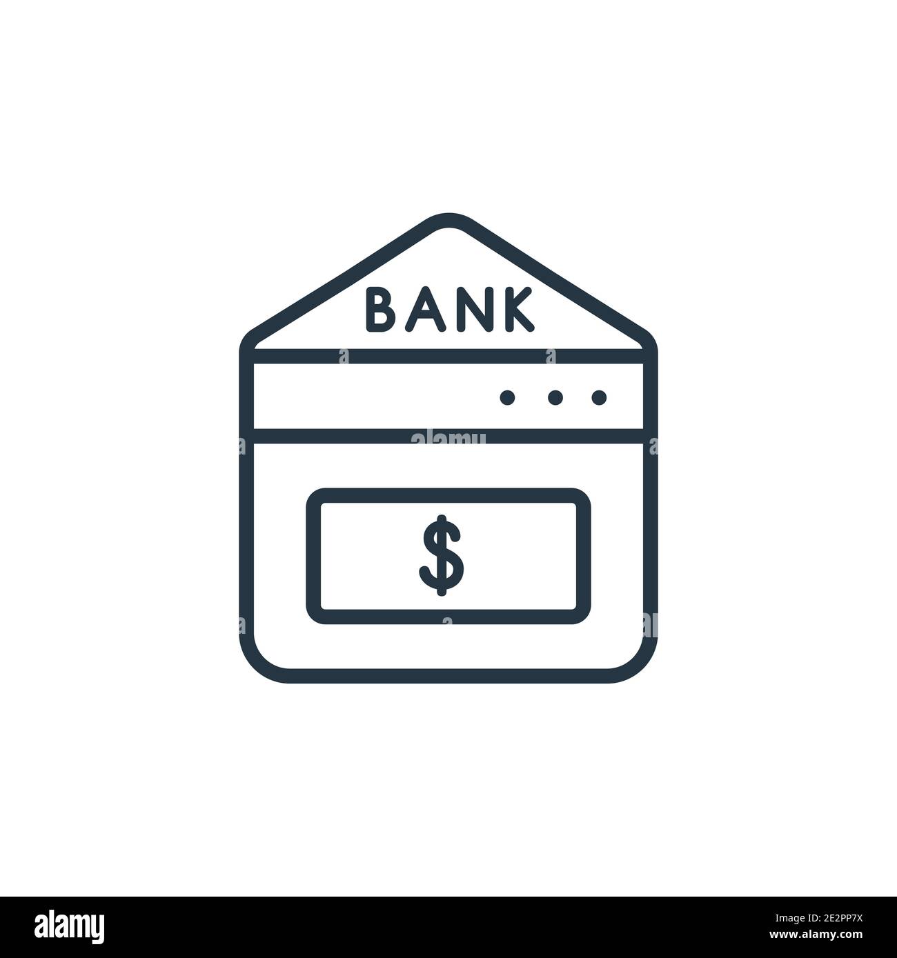 Bank outline vector icon. Thin line black bank icon, flat vector simple ...