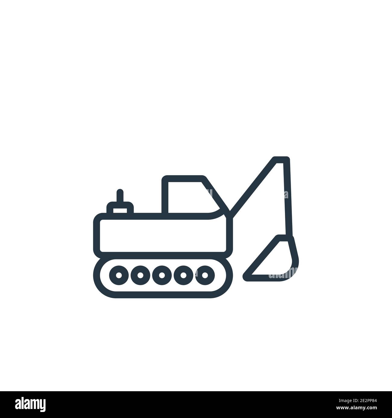 Excavator outline vector icon. Thin line black excavator icon, flat ...