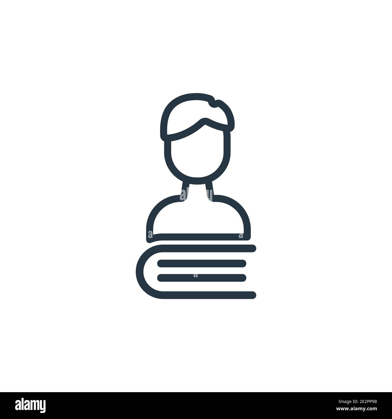 Student and books outline vector icon. Thin line black student and ...