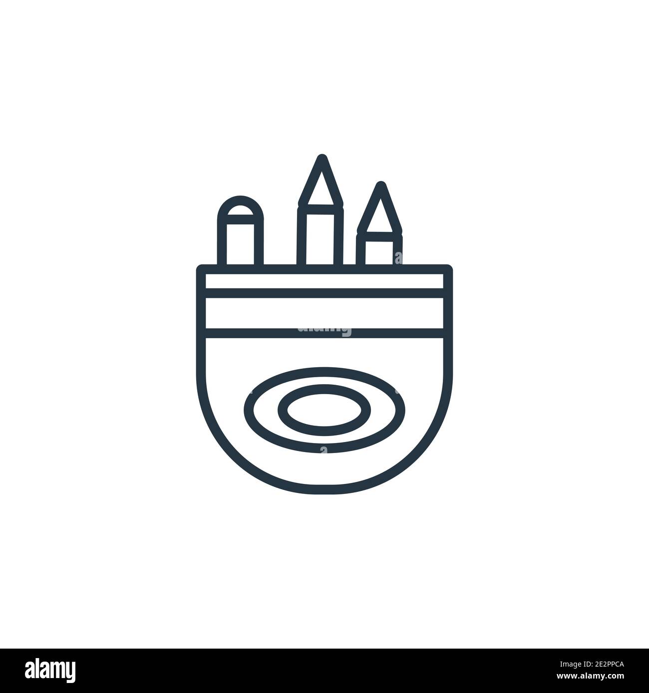 Pencil box outline vector icon. Thin line black pencil box icon, flat ...