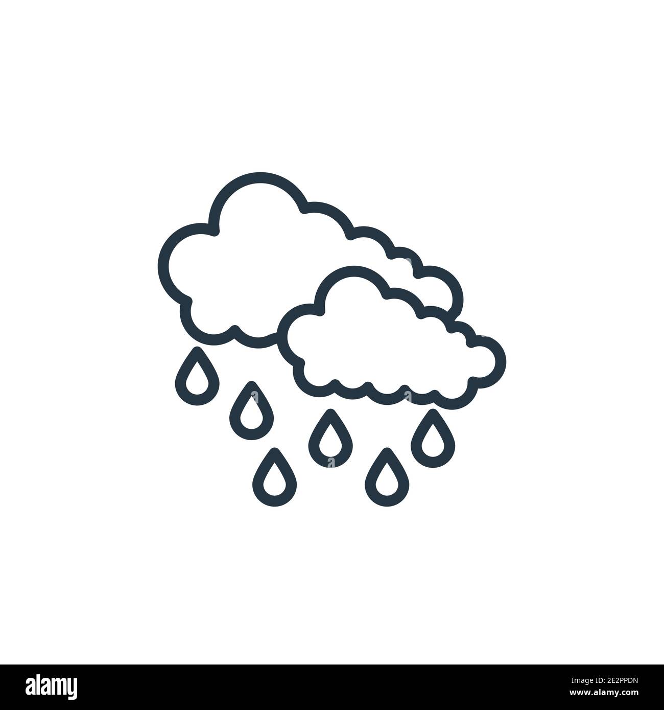 Raining outline vector icon. Thin line black raining icon, flat vector ...
