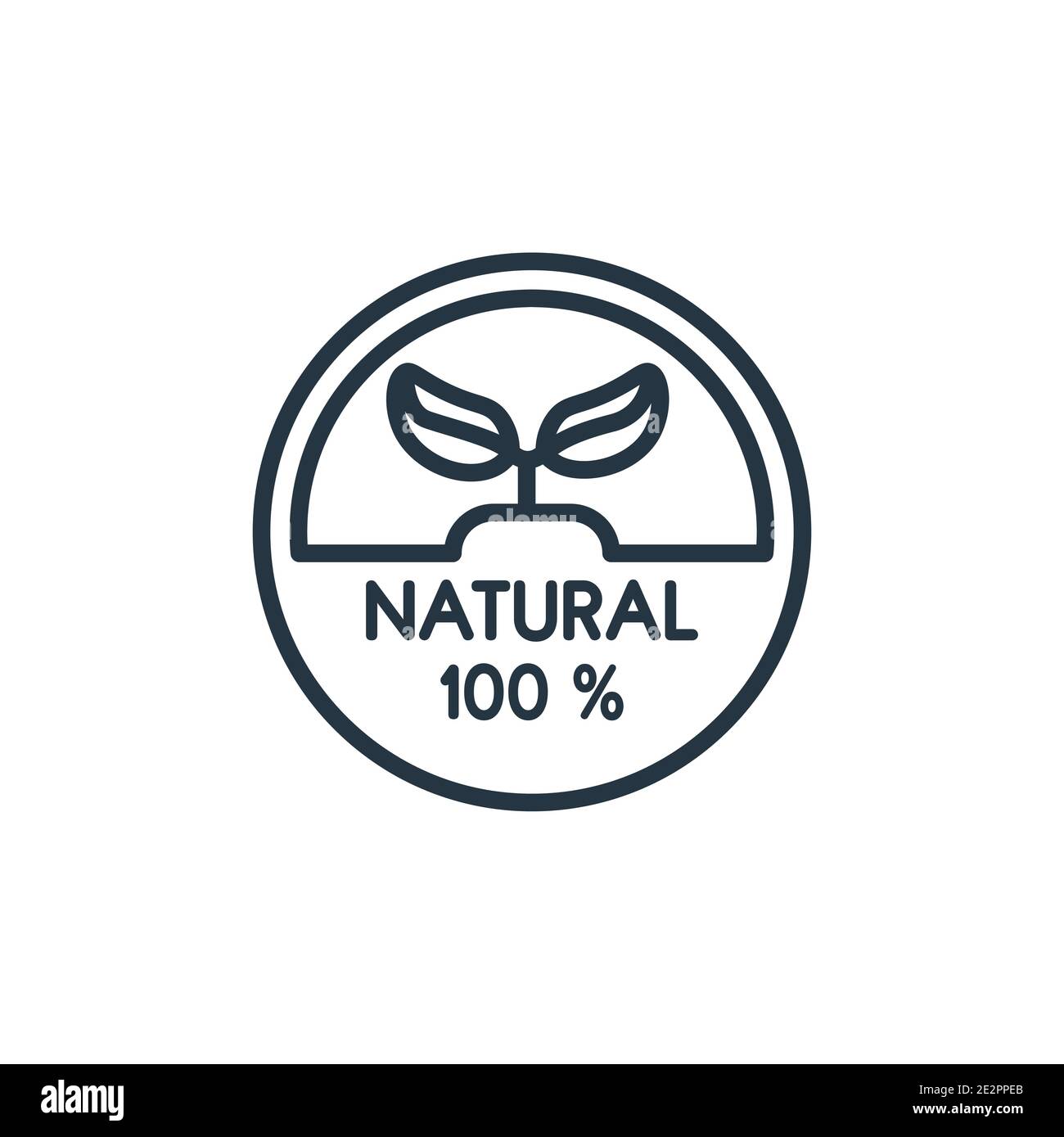 100 percent natural outline vector icon. Thin line black 100 percent ...