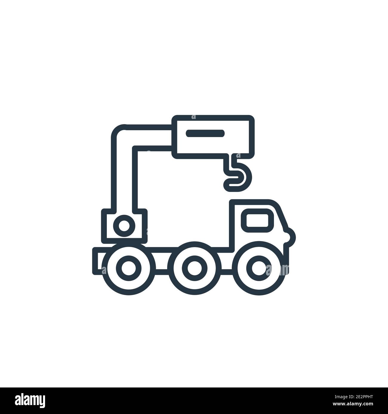 Crane truck outline vector icon. Thin line black crane truck icon, flat ...