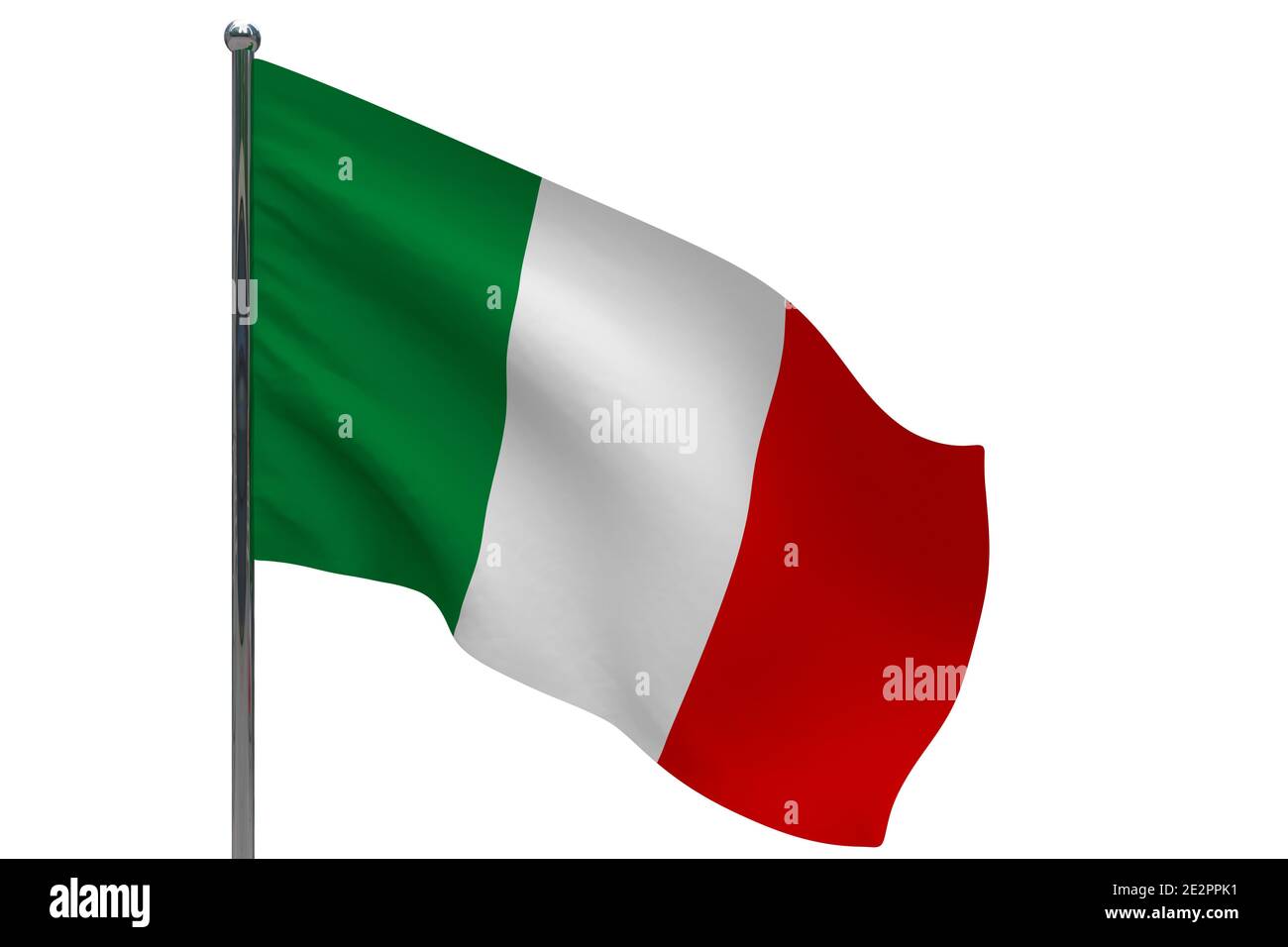 Italy flag on pole. Metal flagpole. National flag of Italy 3D ...