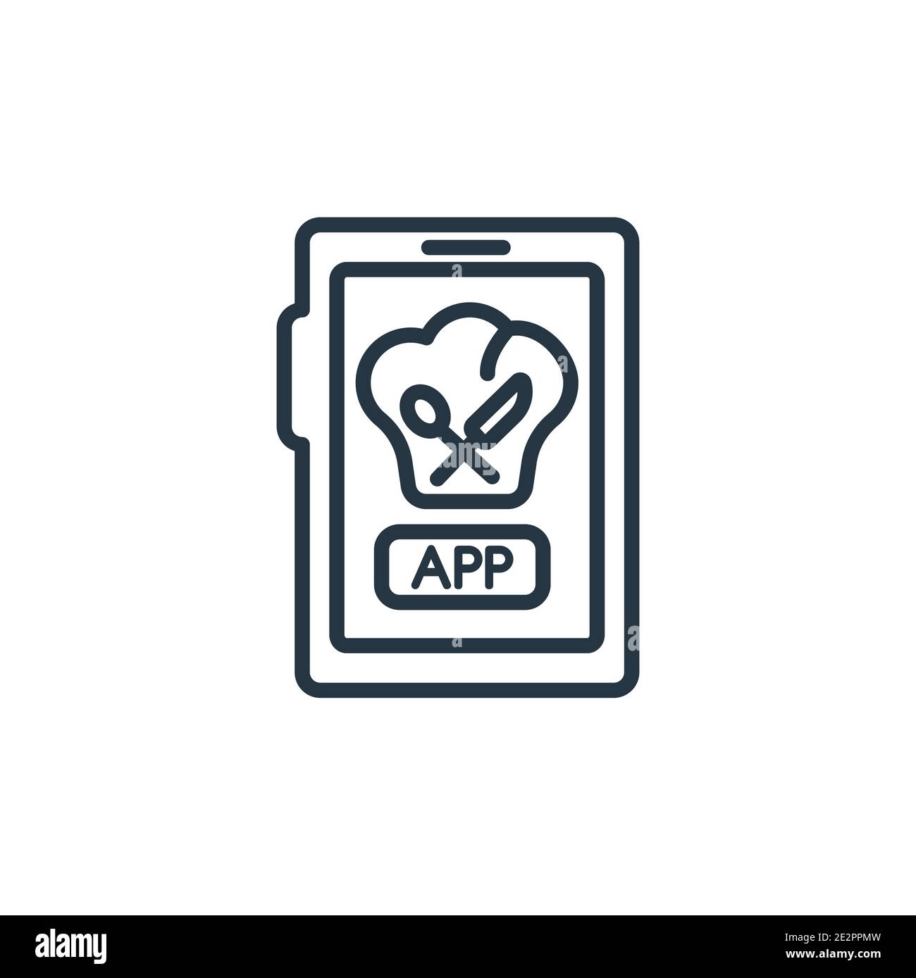 Restaurant app outline vector icon. Thin line black restaurant app icon ...