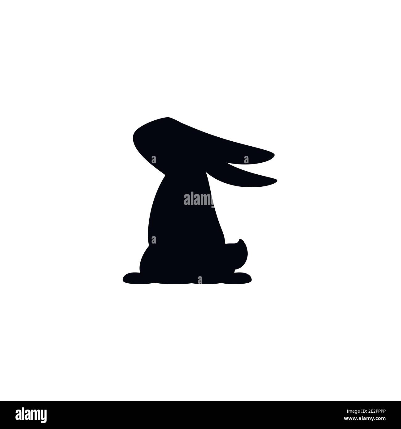 Vector icon with cartoon bunny. Black rabbit isolated on white. Easter ...