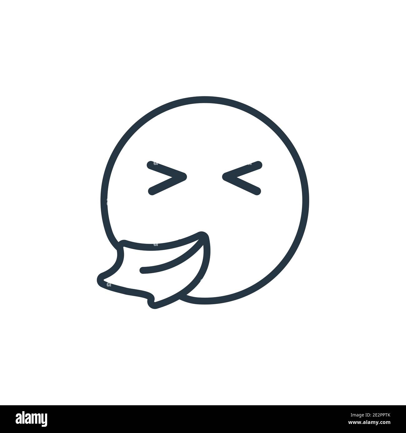 Sneezing emoji outline vector icon. Thin line black sneezing emoji icon ...