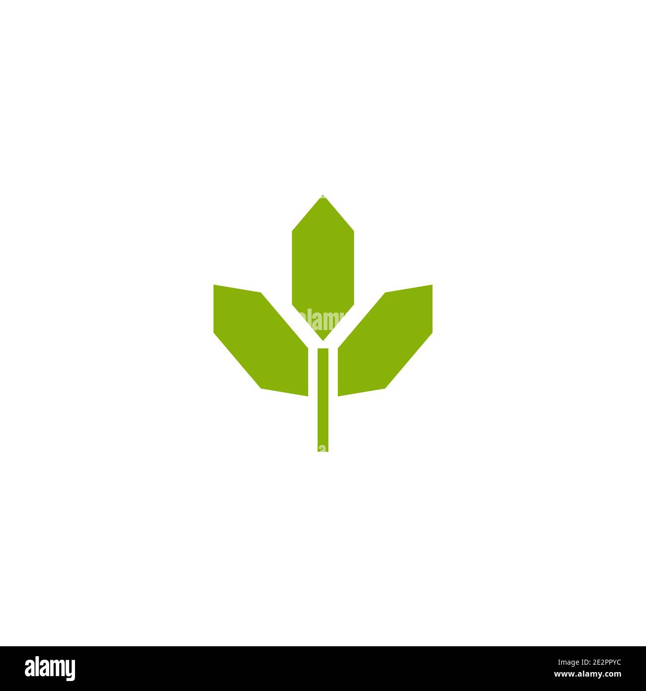 geometric green sprout, sprig, raw with silhouette leaf. Icon Isolated ...