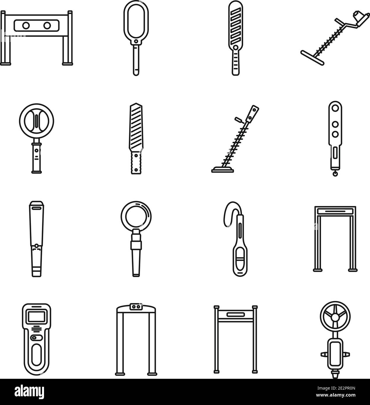 Metal detector alarm icons set, outline style Stock Vector Image & Art ...