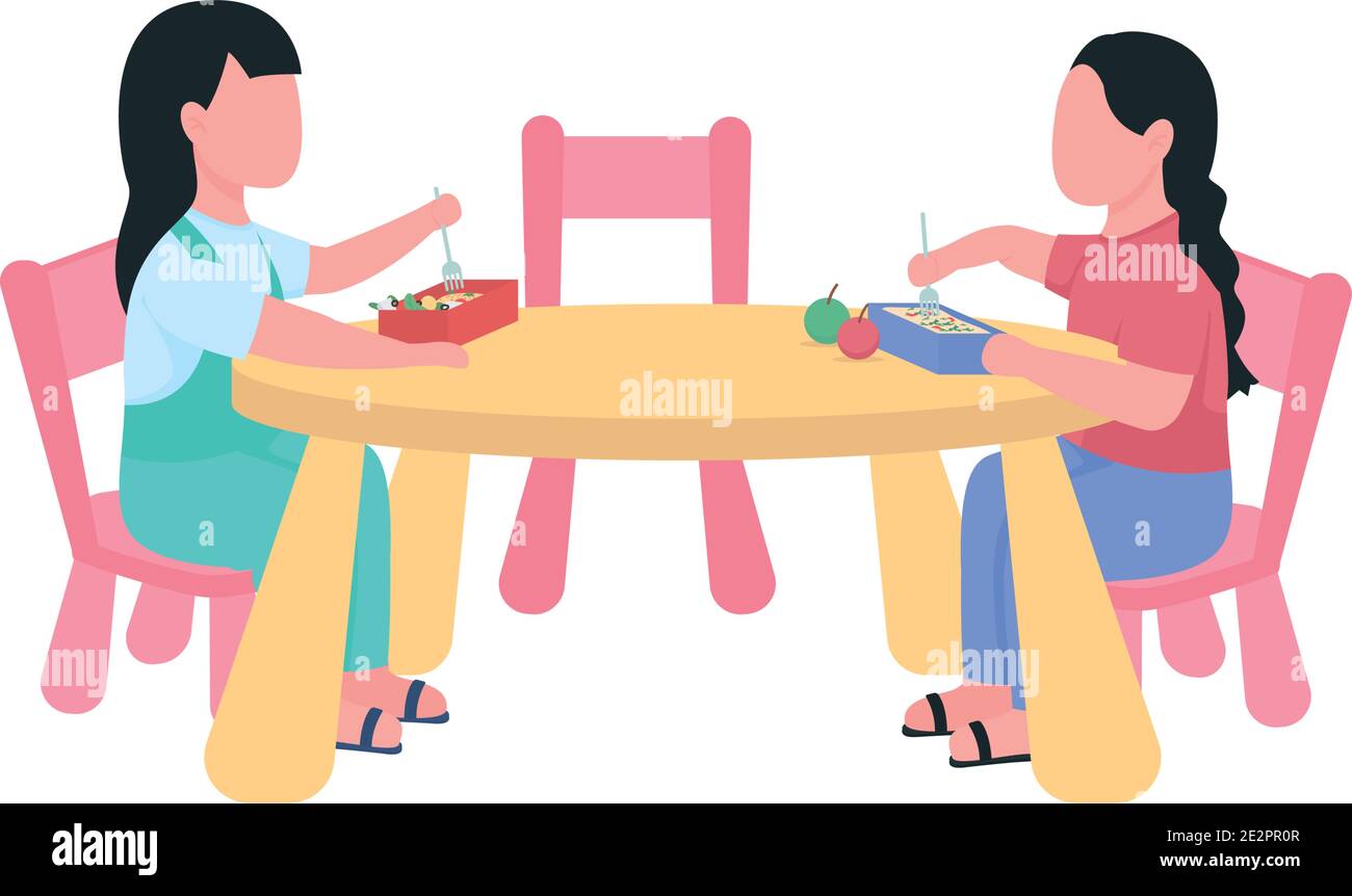 Girl Eating Dinner Clipart