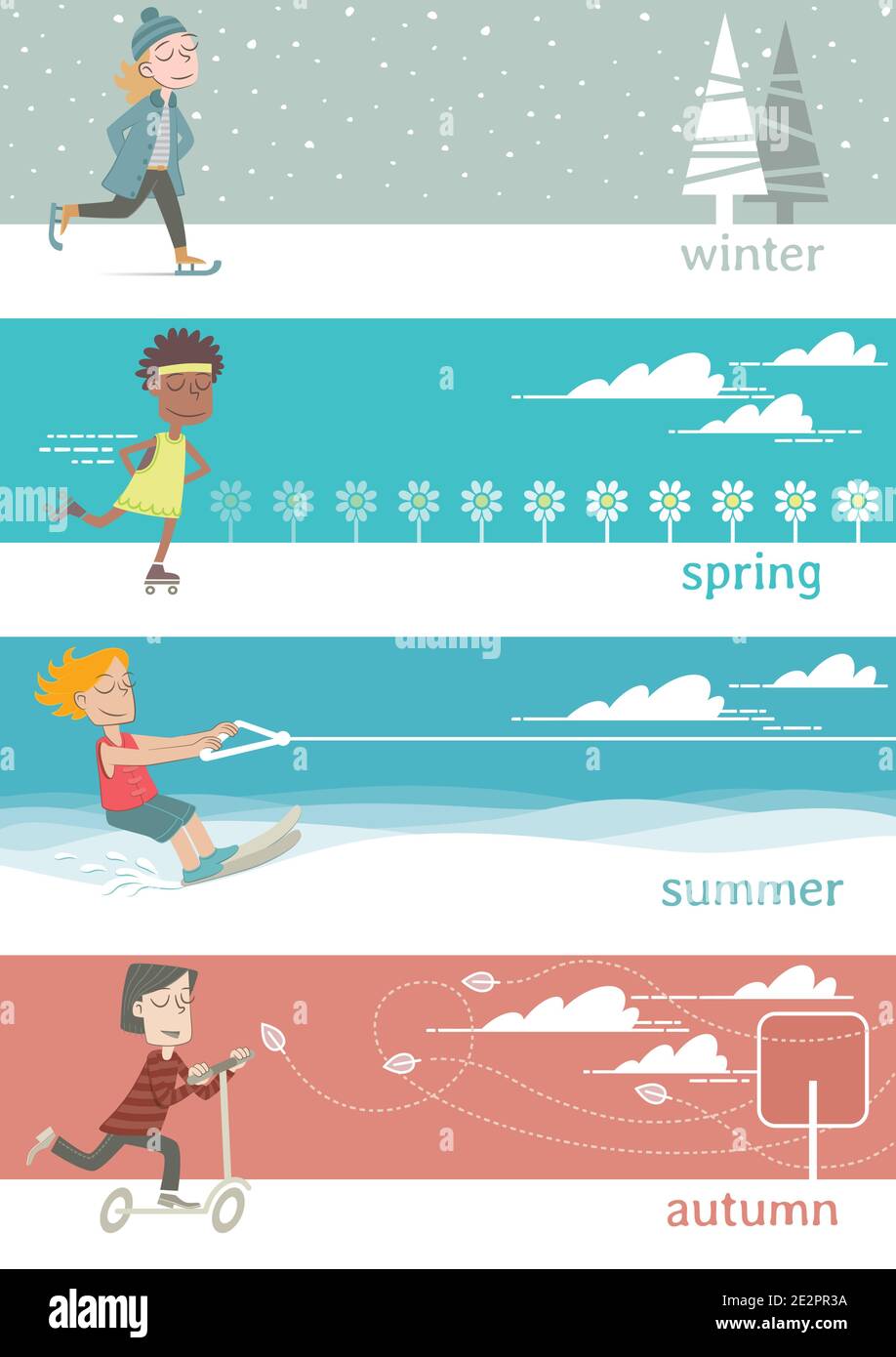 Four seasons cartoon illustration hi-res stock photography and images ...