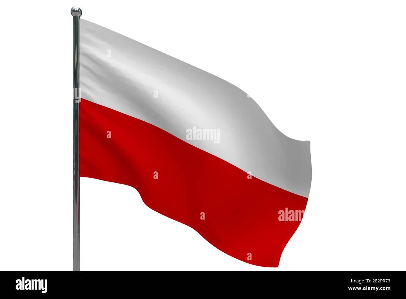 Poland flag on pole. Metal flagpole. National flag of Poland 3D ...