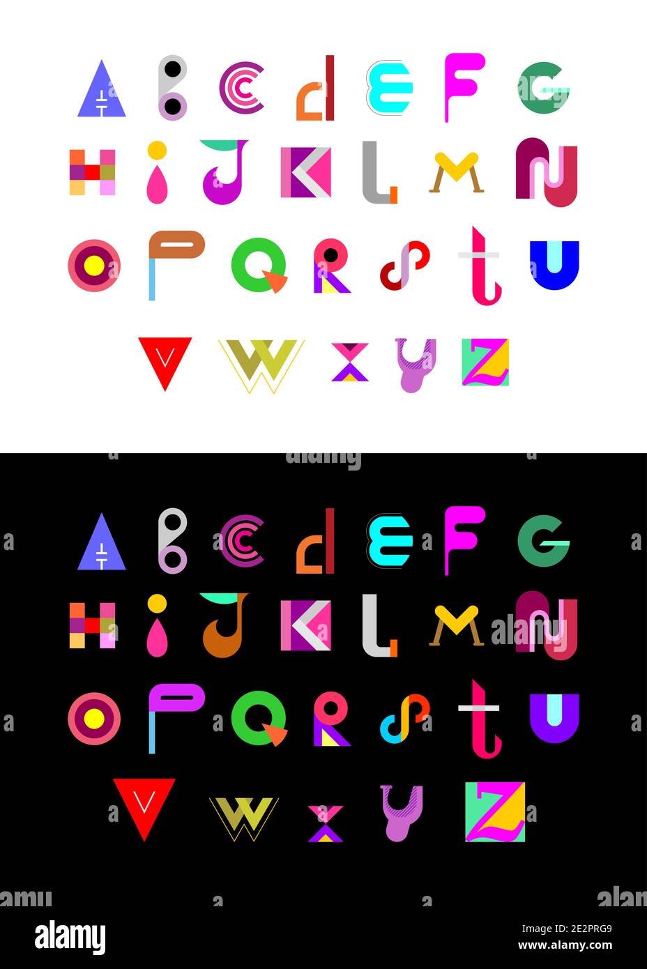 Decorative font vector design. Colored abstract font design isolated on ...