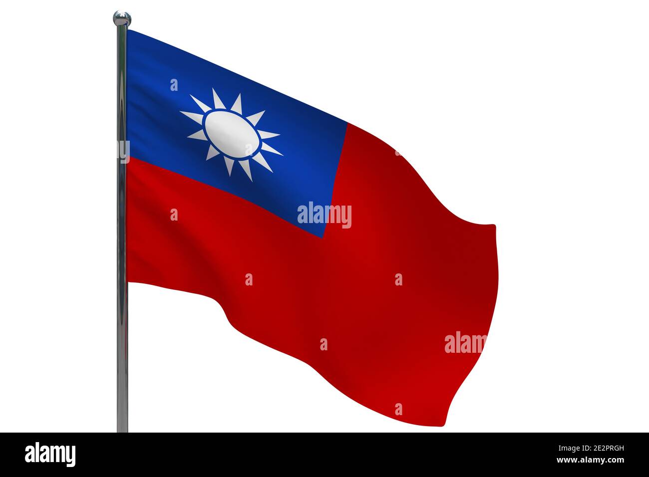 Taiwan flag on pole. Metal flagpole. National flag of Taiwan 3D ... Taiwan flag on pole. Metal flagpole. National flag of Taiwan 3D ...