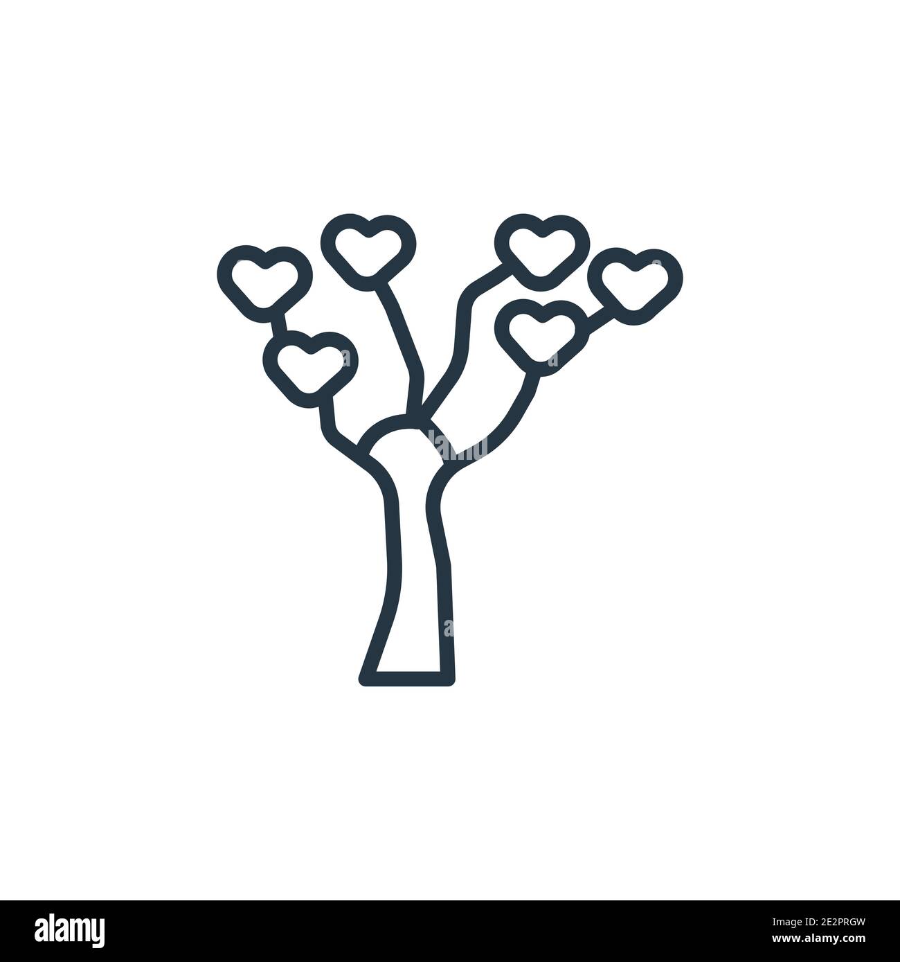 Tree of love outline vector icon. Thin line black tree of love icon ...