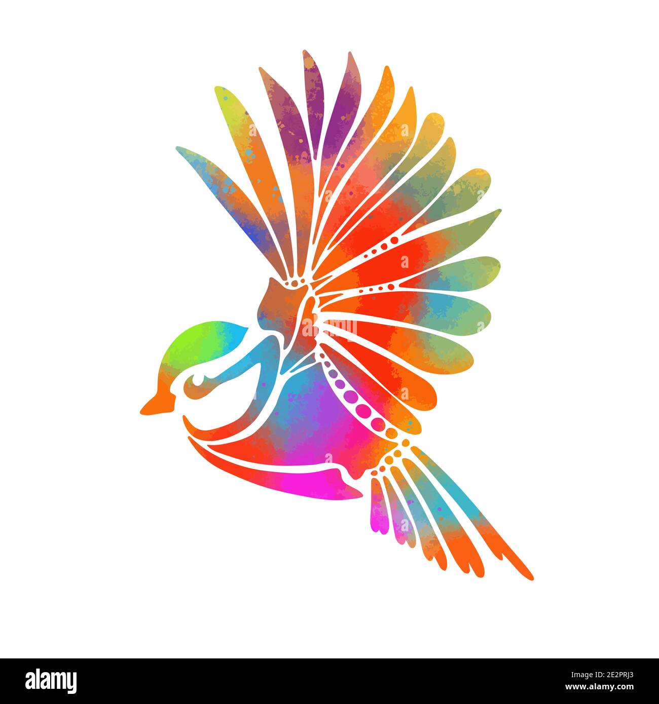 A multi-colored flying decorative bird. Vector illustration Stock ...