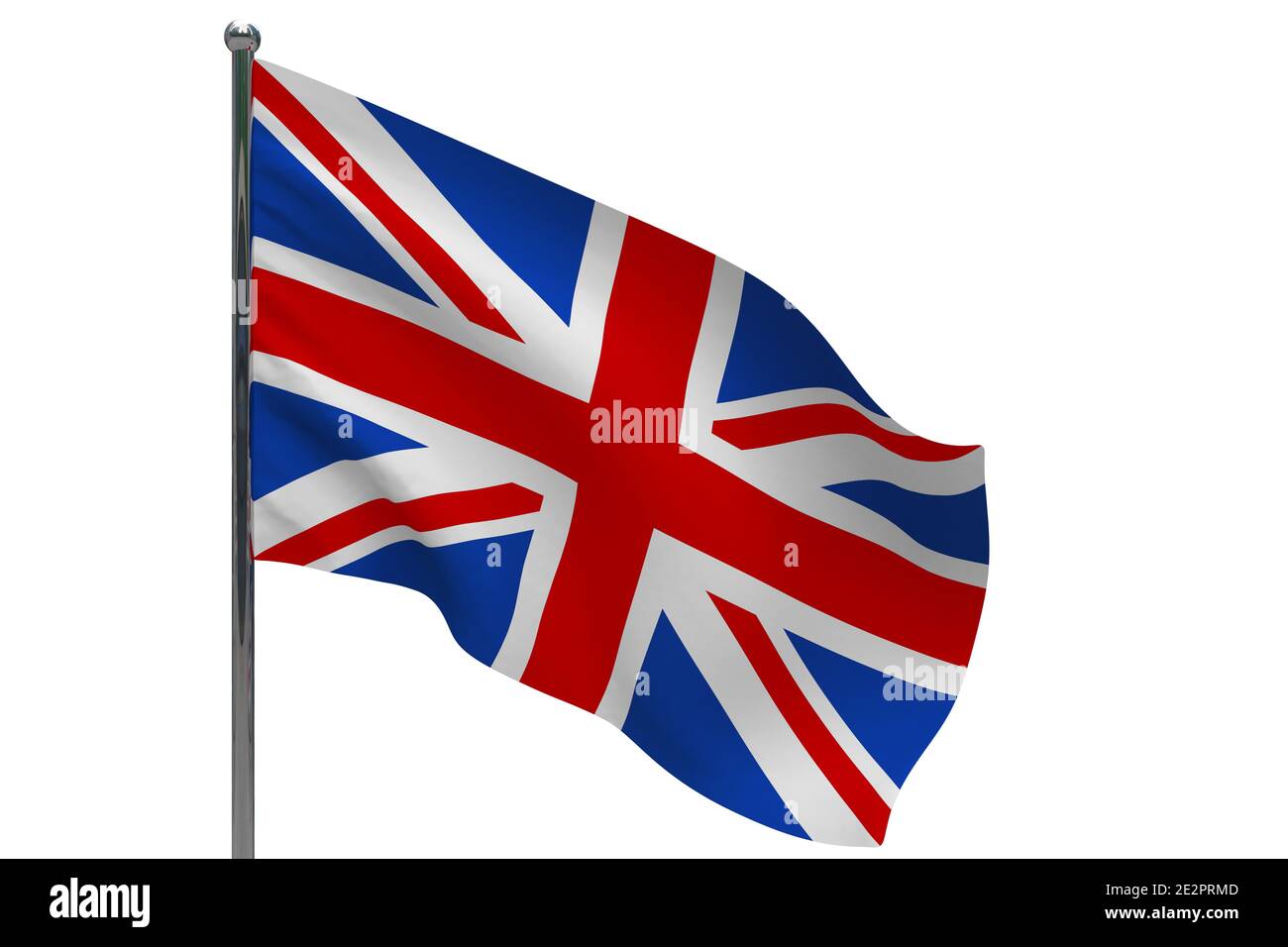 United Kingdom flag on pole. Metal flagpole. National flag of United ...