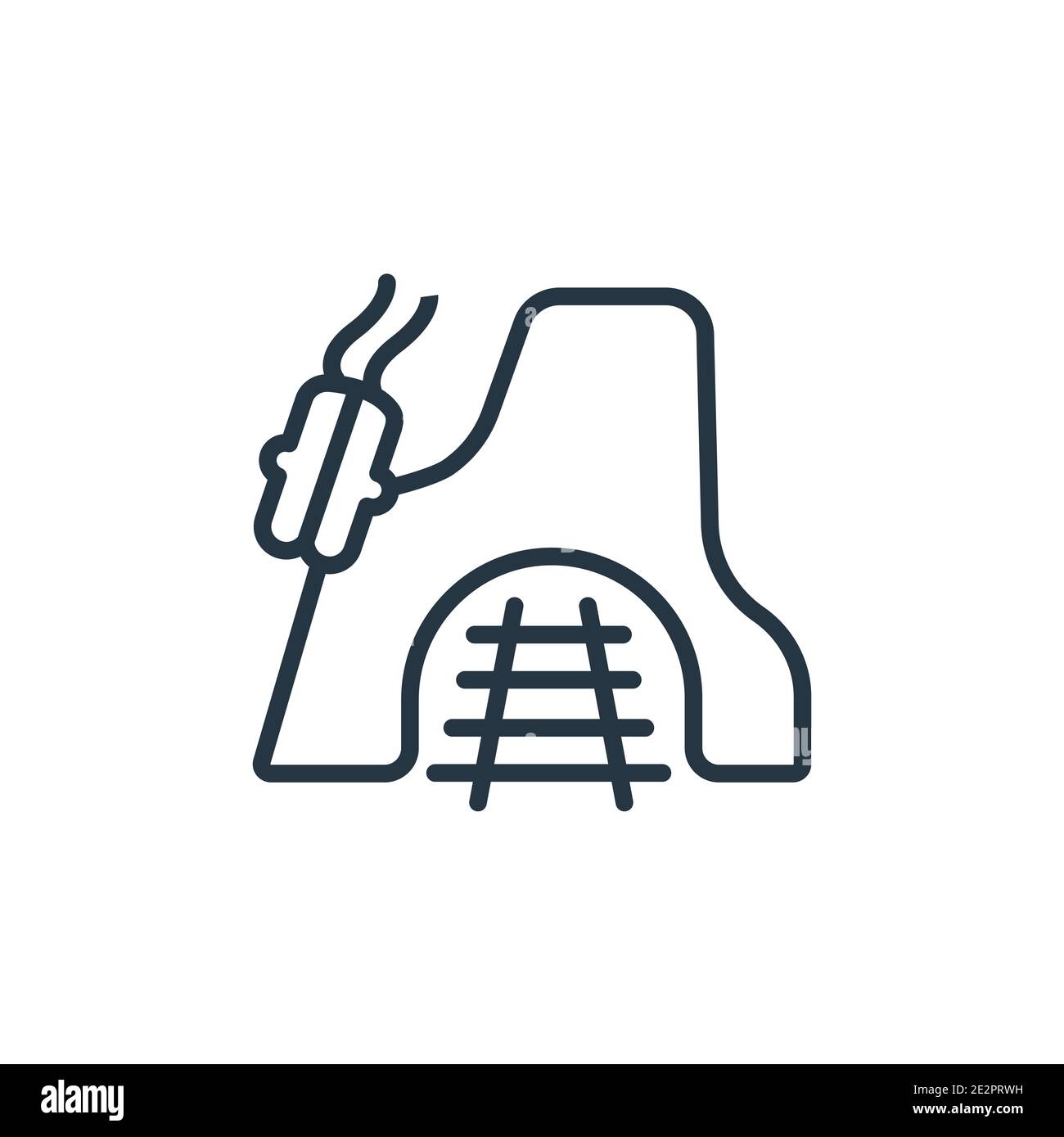 Mine outline vector icon. Thin line black mine icon, flat vector simple ...
