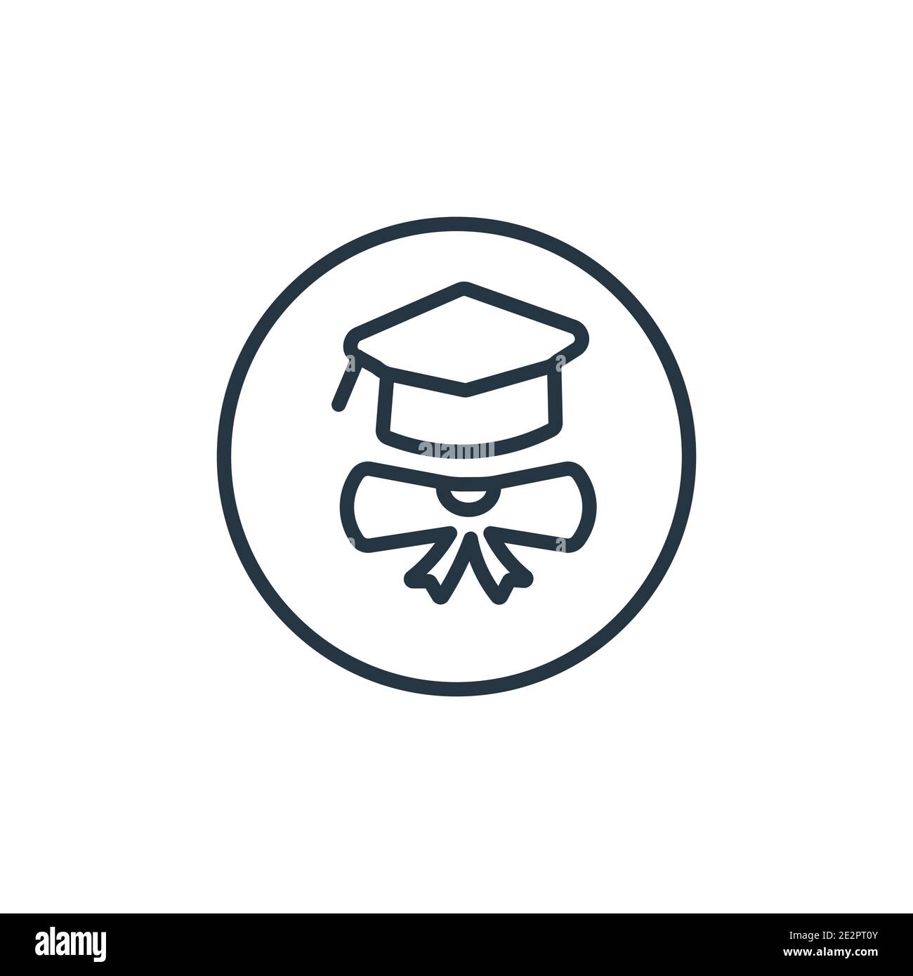 Graduation outline vector icon. Thin line black graduation icon, flat ...