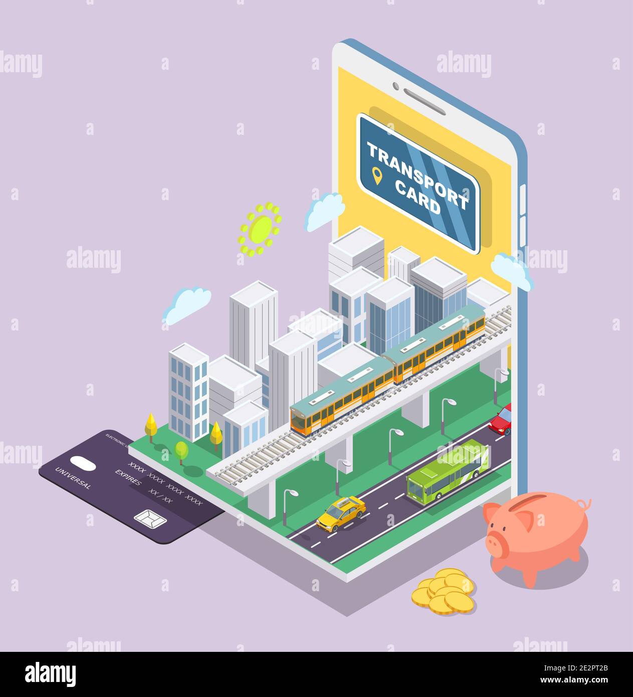 Contactless smart card technology, flat vector illustration Stock ...