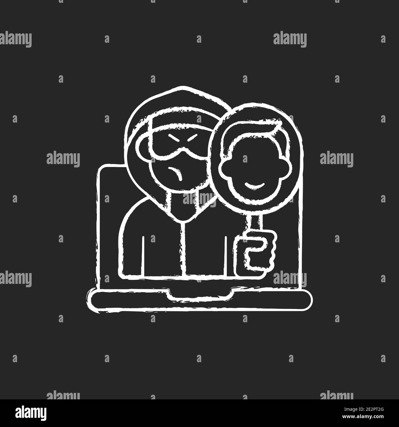 Online impersonation chalk white icon on black background Stock Vector ...