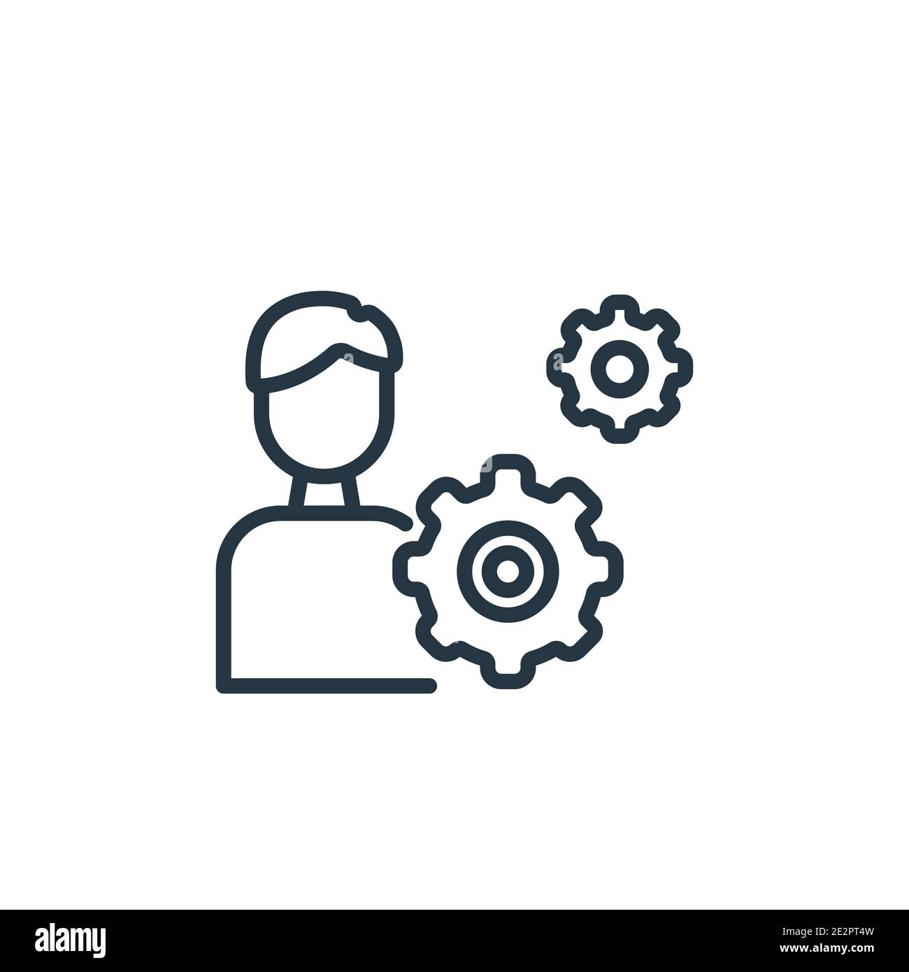 Users settings outline vector icon. Thin line black users settings icon ...