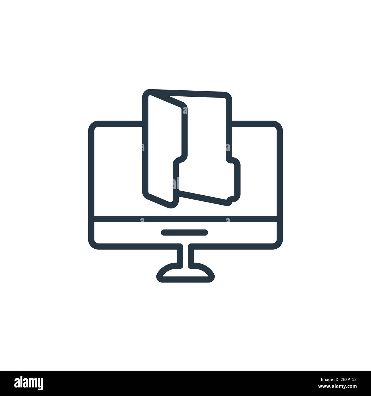 Computer folder outline vector icon. Thin line black computer folder icon, flat vector simple ...