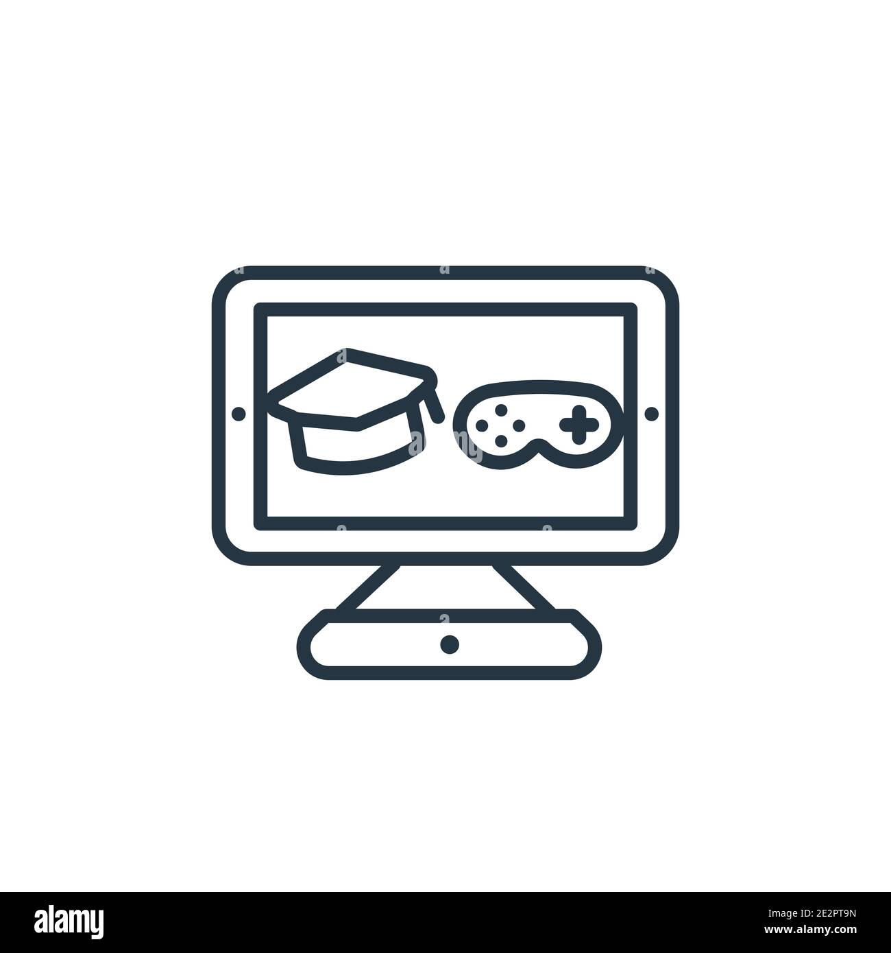 Game-based learning outline vector icon. Thin line black game-based ...