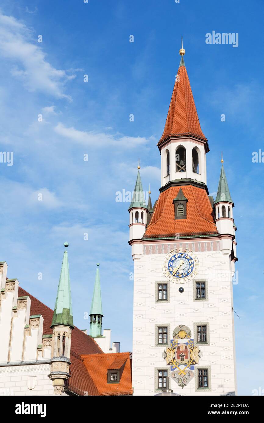 The Altes Rathausturm, or Old Town Hall, at Marienplatz, is home to the ...