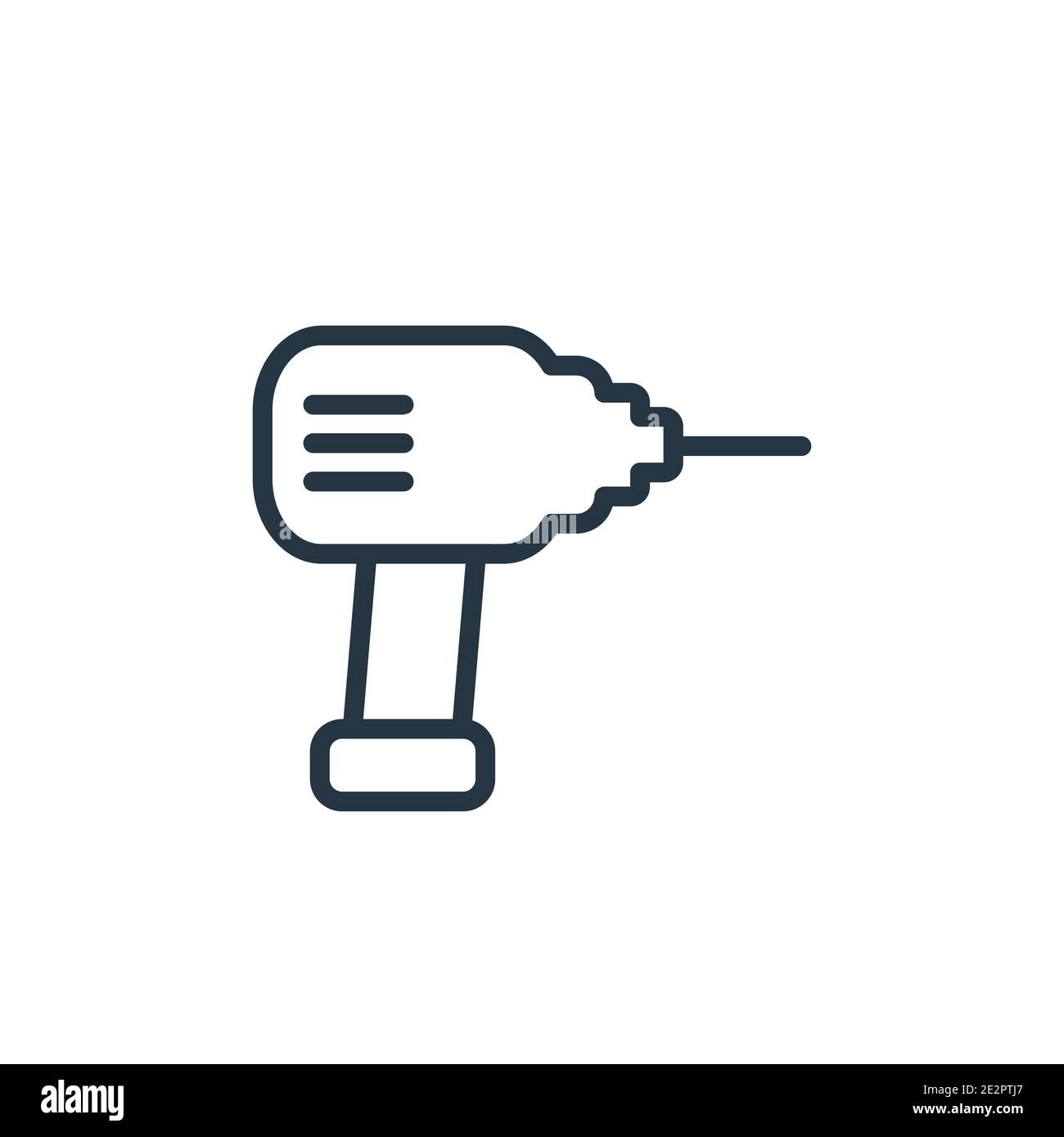 Cordless drill outline vector icon. Thin line black cordless drill icon ...
