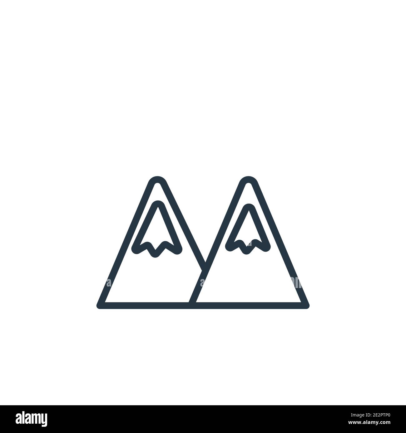 Snowy mountains outline vector icon. Thin line black snowy mountains ...