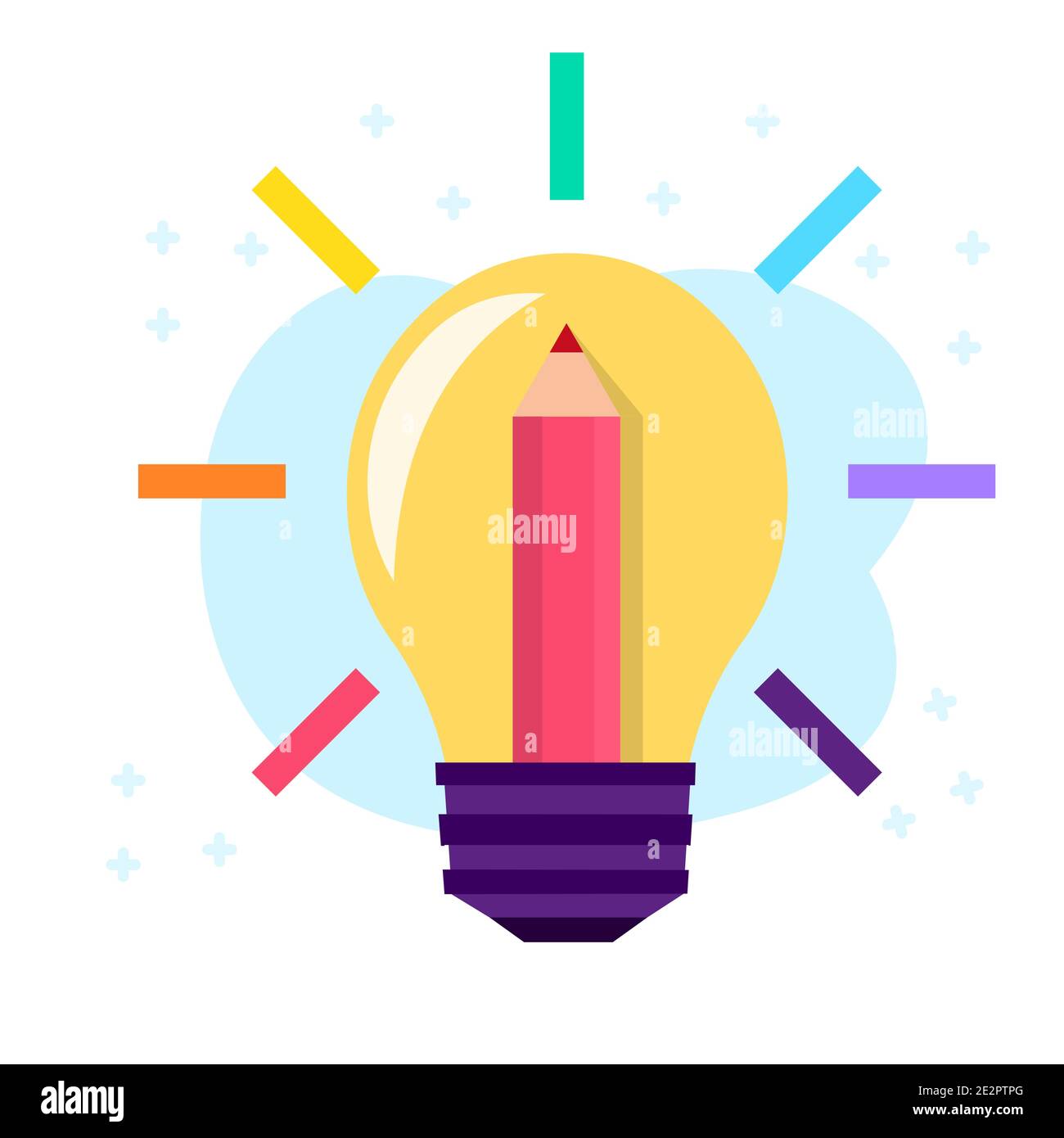 bulb lamp with pencil for creative idea concept symbol vector ...