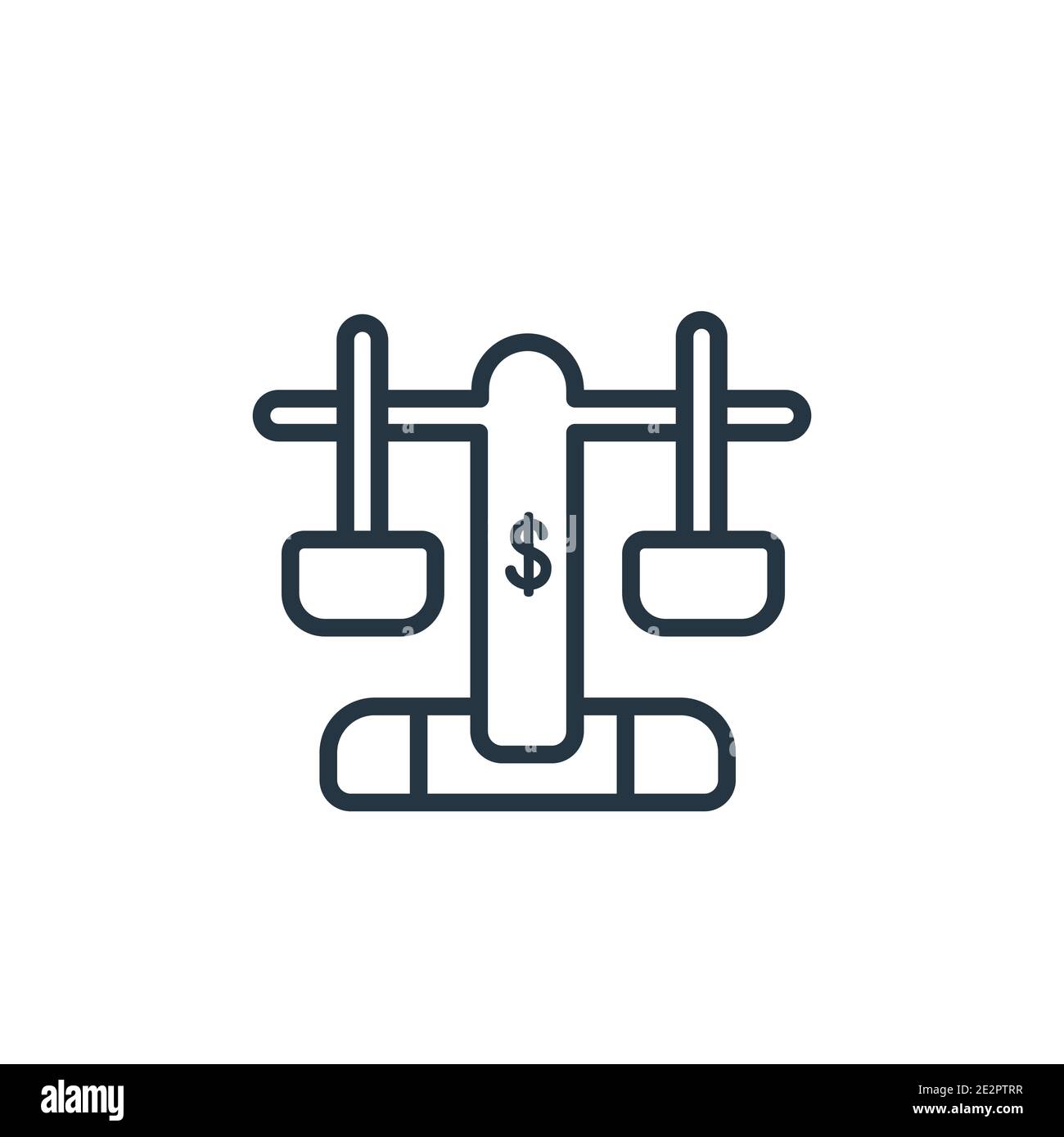 Balance outline vector icon. Thin line black balance icon, flat vector ...