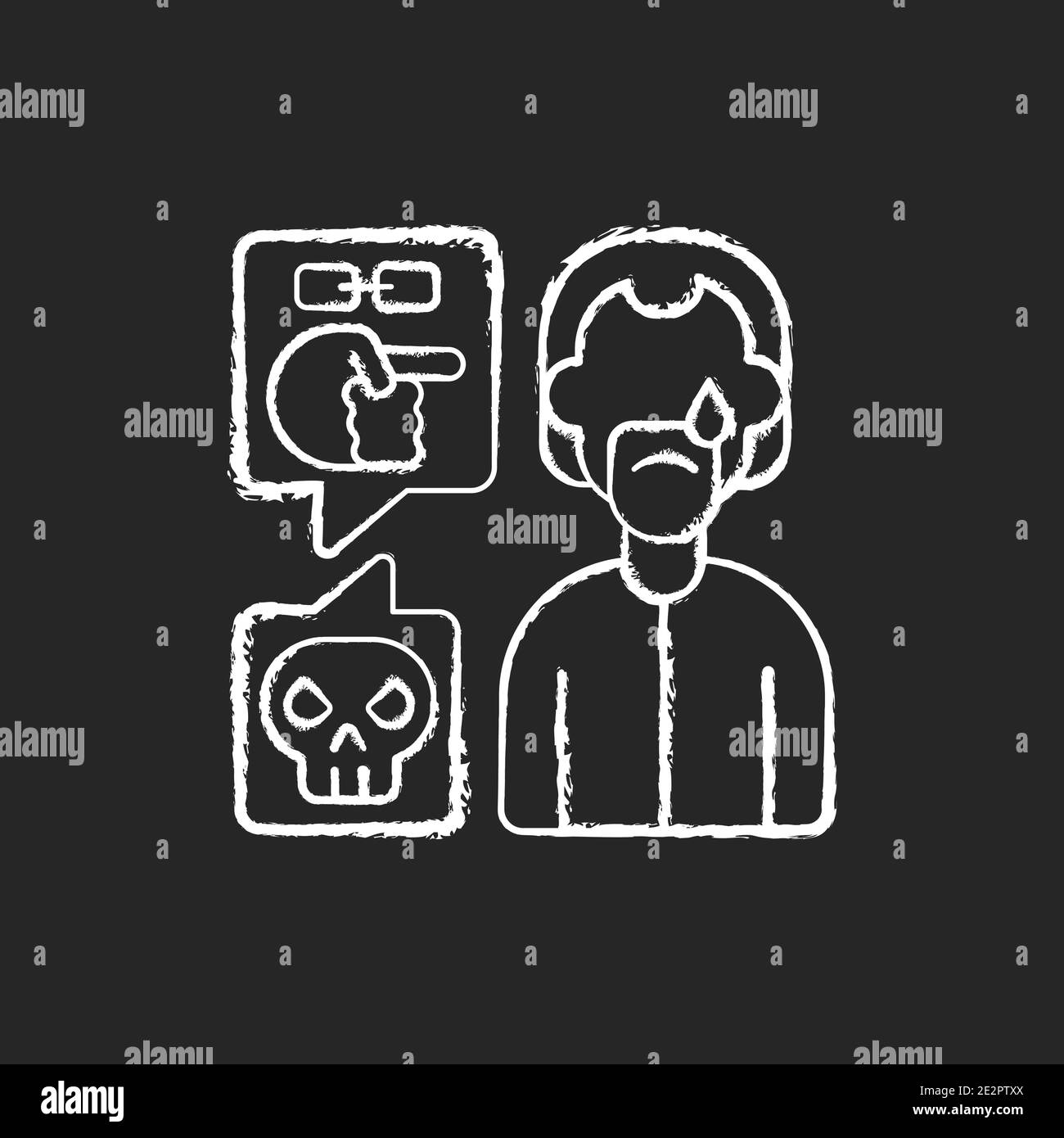 Racial cyberbullying chalk white icon on black background Stock Vector ...