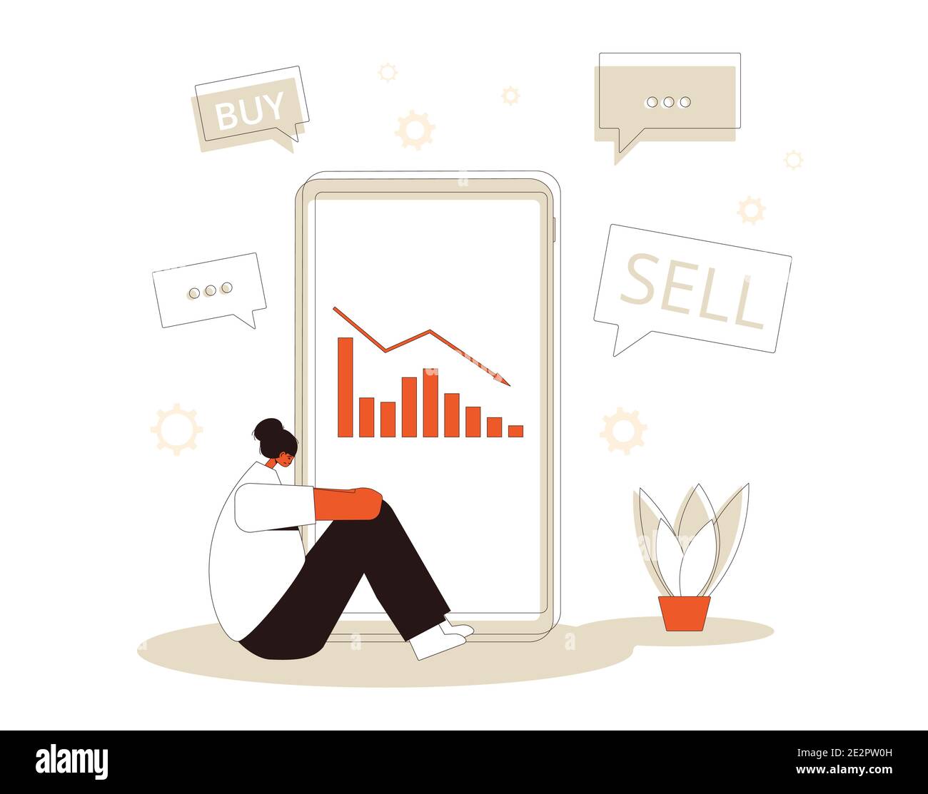 Stock market crash. Investor lost money. Angry female shareholder ...