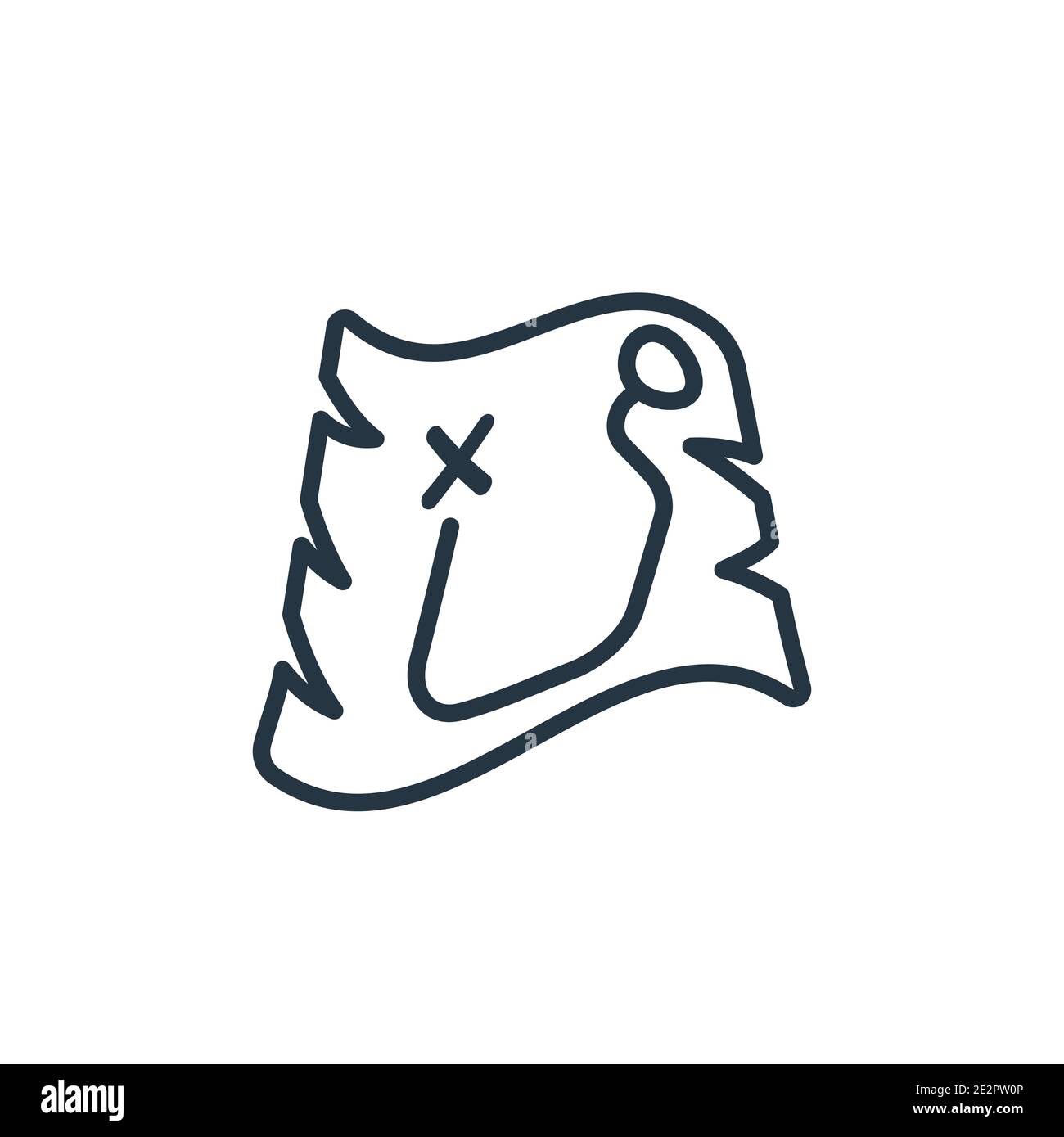 Treasure map outline vector icon. Thin line black treasure map icon ...