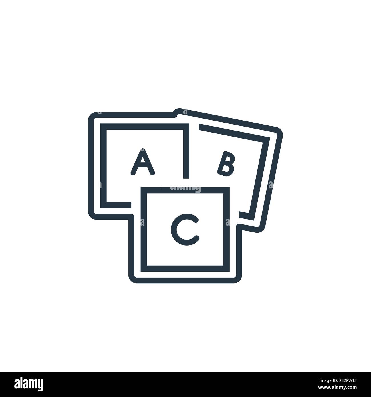Baby abc cubes outline vector icon. Thin line black baby abc cubes icon ...