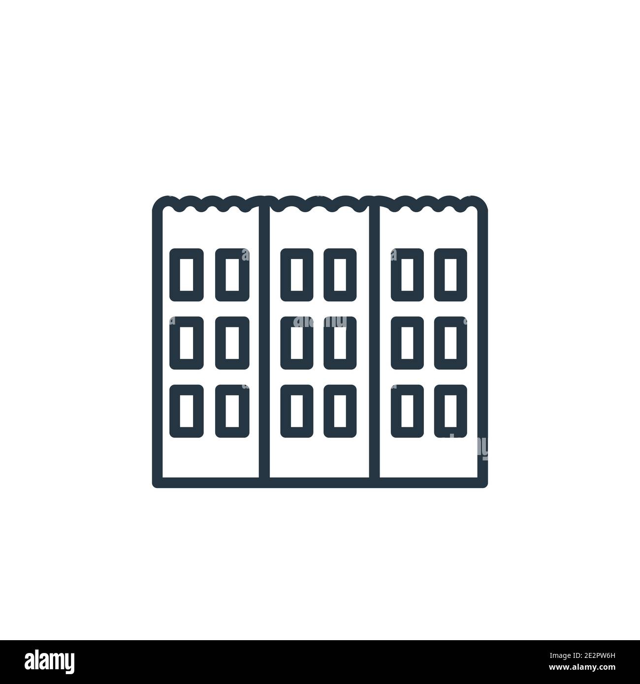 Buildings outline vector icon. Thin line black buildings icon, flat ...