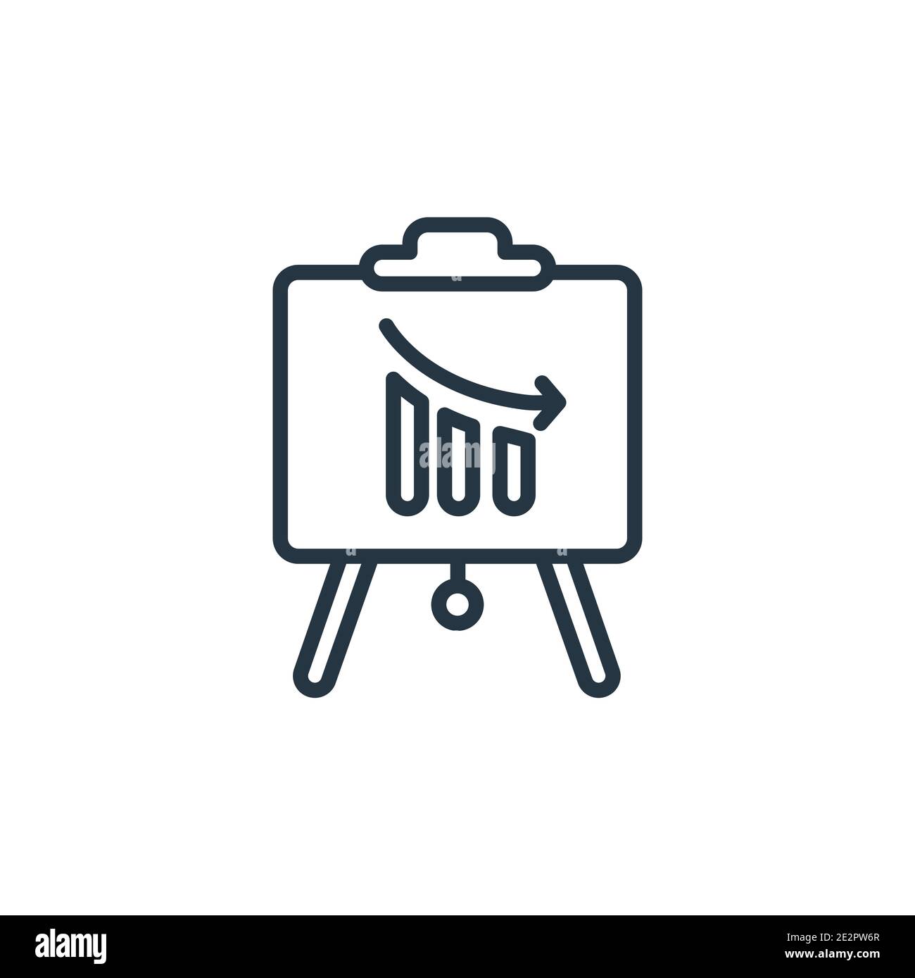 Data analytics presentation screen outline vector icon. Thin line black data analytics ...