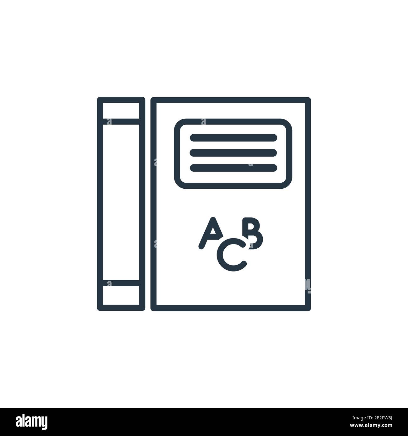 Alphabet book outline vector icon. Thin line black alphabet book icon ...