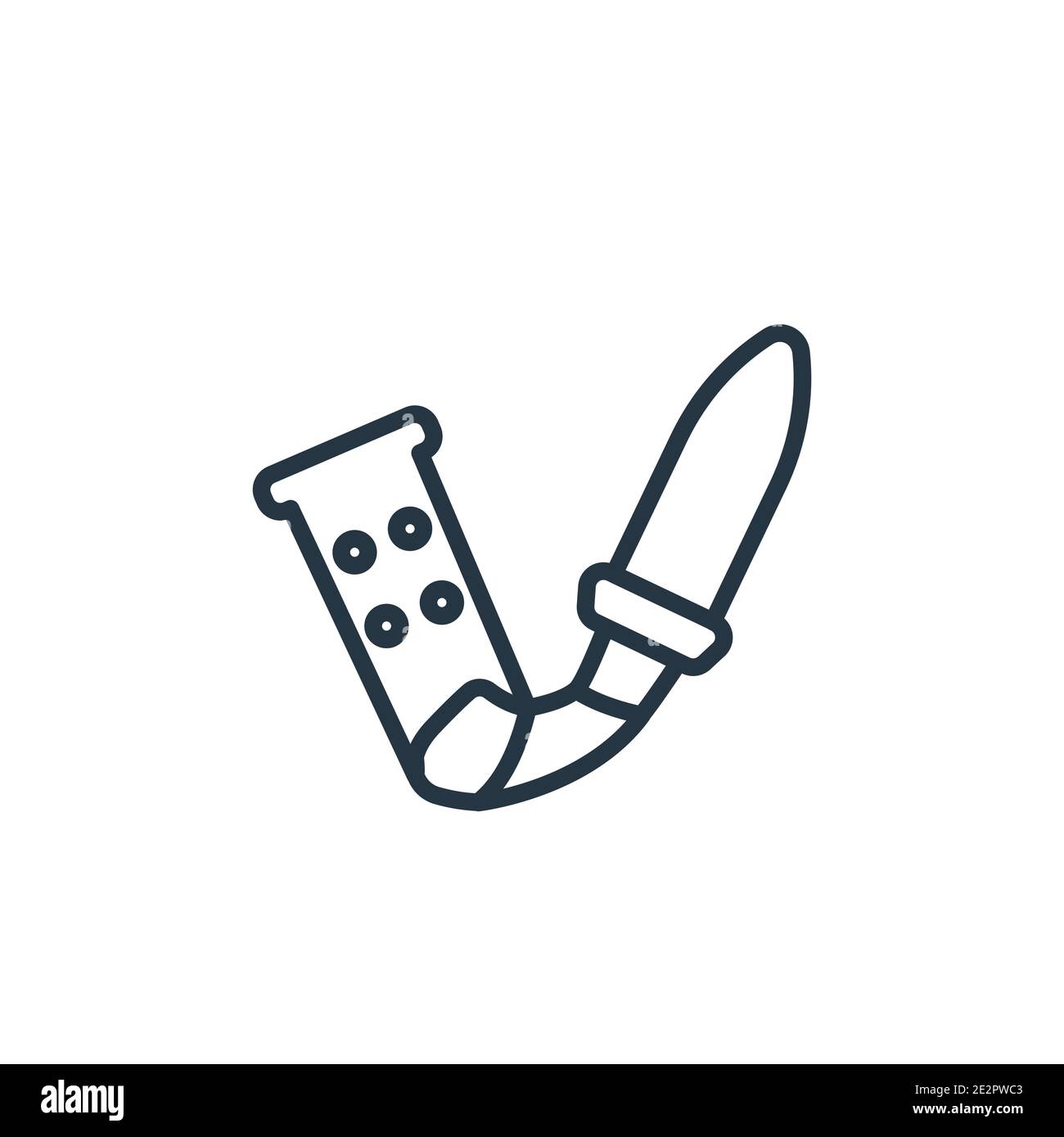 Knife in sheath outline vector icon. Thin line black knife in sheath ...