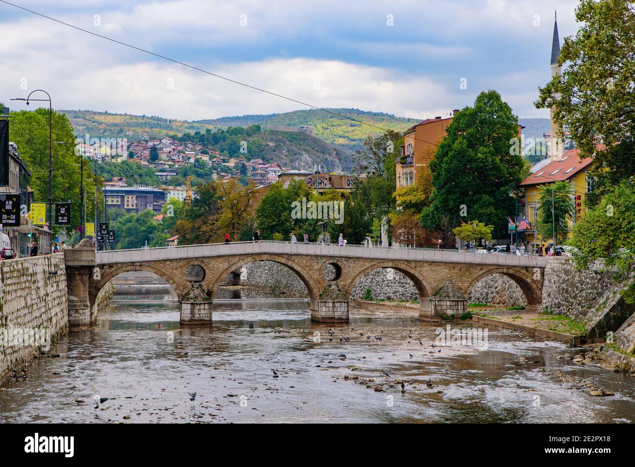 Latin Bridge, an Ottoman bridge in Sarajevo, Bosnia and Herzegovina ...
