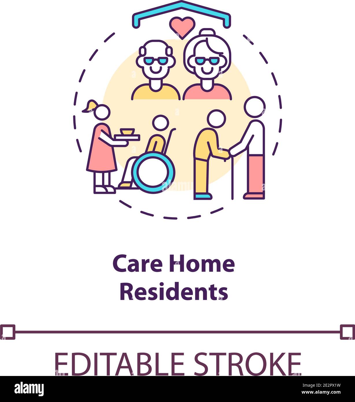 Care home residents concept icon Stock Vector Image & Art - Alamy