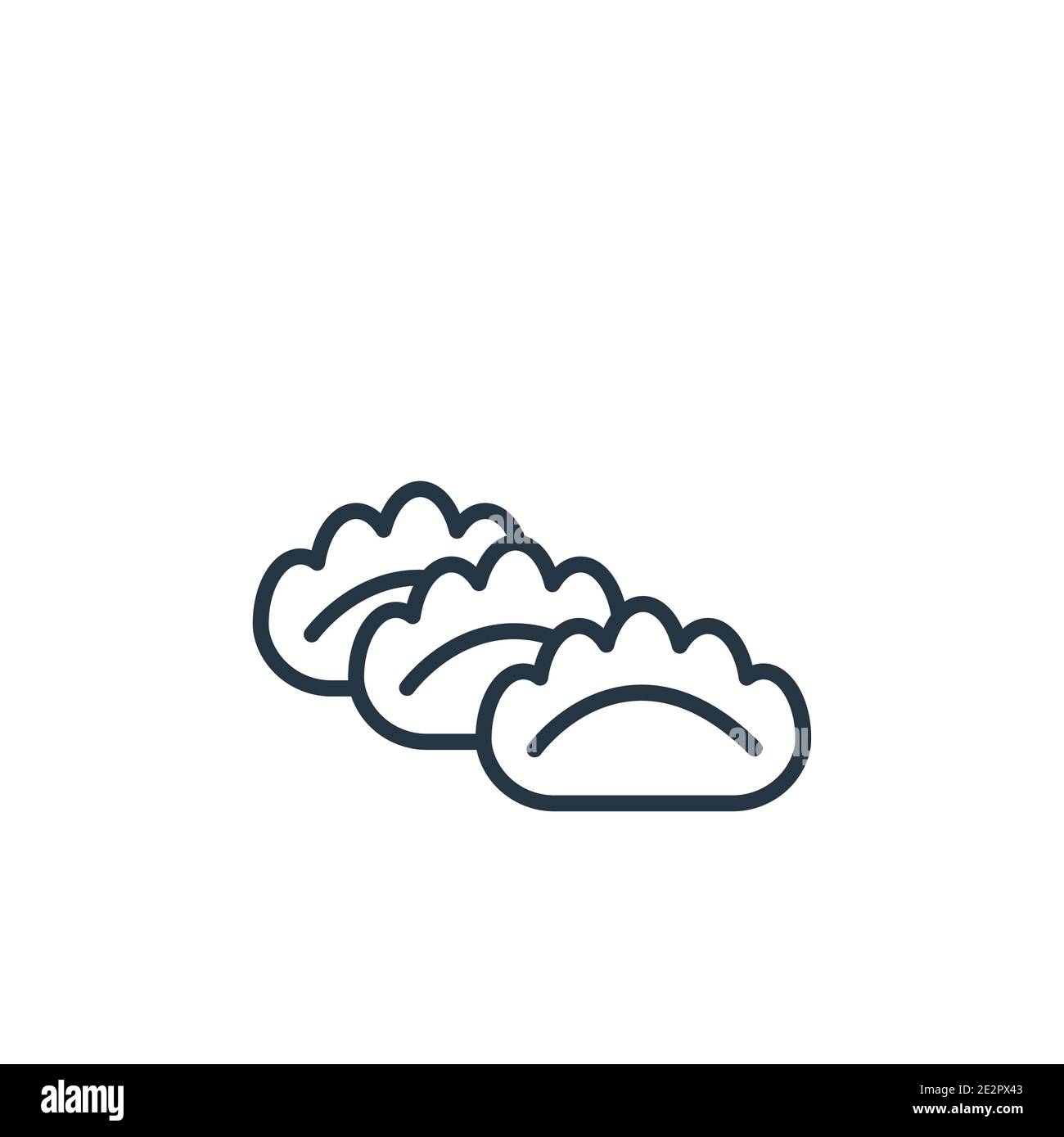 Dumplings outline vector icon. Thin line black dumplings icon, flat ...