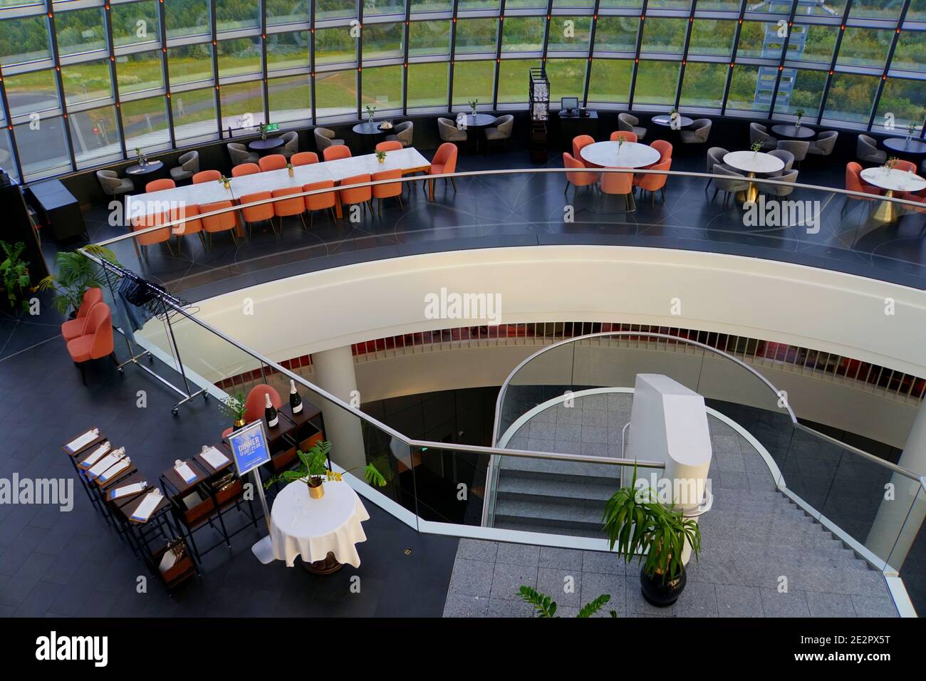 Reykjavik, Iceland - June 21, 2019 - The tables near the cafe inside ...